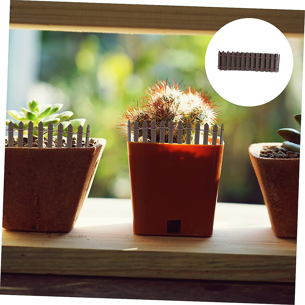 Yardwe 4pcs Elegant 100cm Miniature Picket Fence DIY Fairy Garden Accessory Coffee Finish