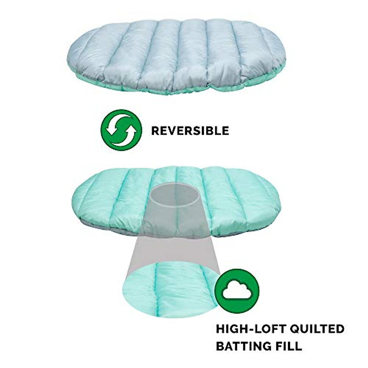 Furhaven Large Dog Bed Trail Pup Travel Pillow Mat w/ Stuff Sack, Washable - Aqua/Granite Gray, Large