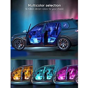 Govee Car LED Lights, Smart Interior Lights with App Control, RGB Inside Car Lights with DIY Mode and Music Mode, 2 Lines Design for Cars with Car Charger, DC 12V