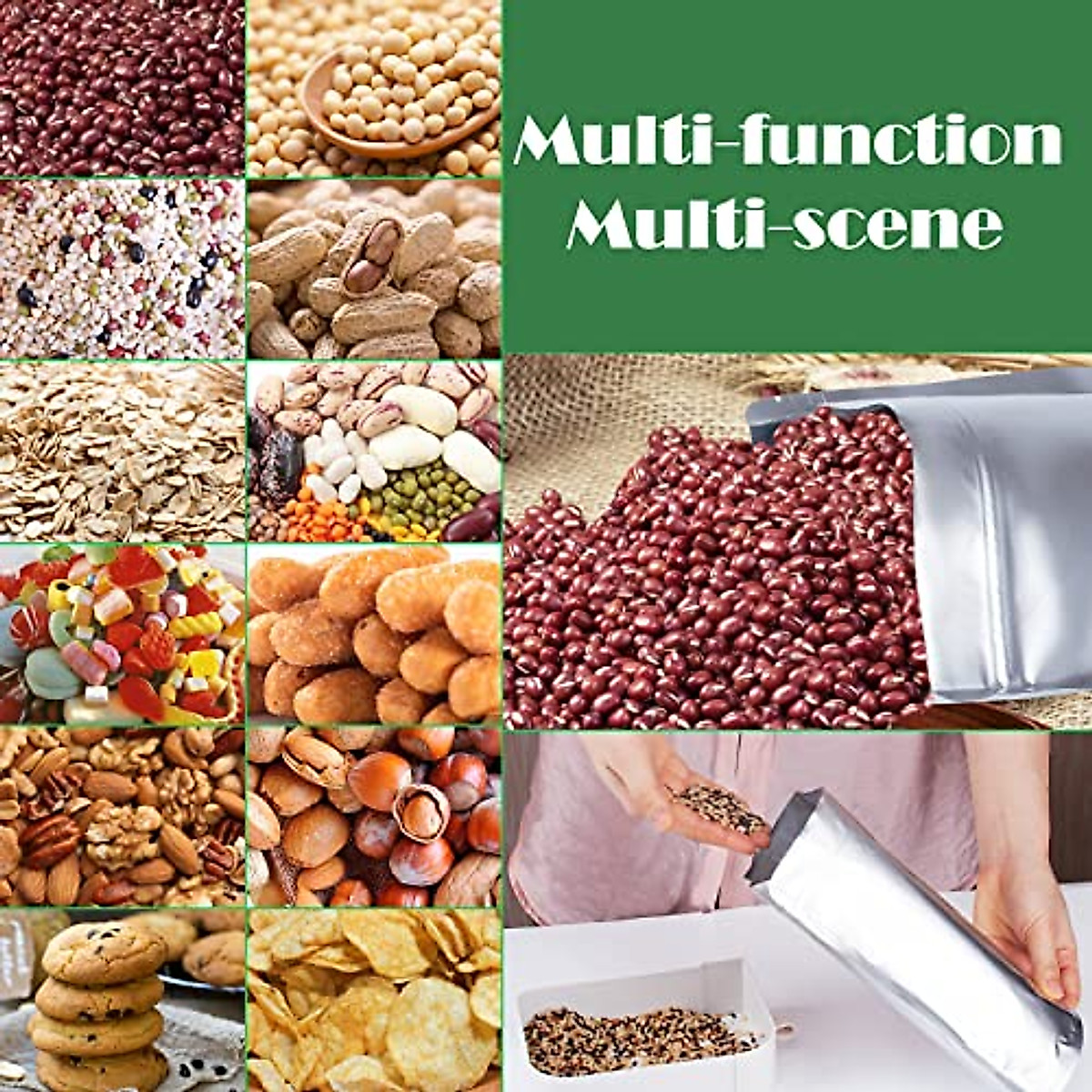 50 Pack 1 Gallon Mylar Bags for Food Storage with with Oxygen Absorbers, 4.7 Mil Mylar Storage Bags 10"x 14" Stand-Up Zipper Resealable Bags for Grains Legumes and Long Term Food Storage