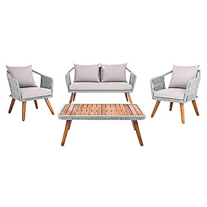 Safavieh Outdoor Collection Raldin Grey Rope 4-Piece Patio Set