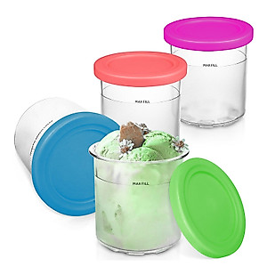 Replacement Ninja Creami Pints and Lids - 4 Pack, Ninja Creami Containers, Creami Pint Containers, Ninja Creami Accessories, Homemade Ice Cream Containers, 16 oz, Compatible with NC299, NC301 series