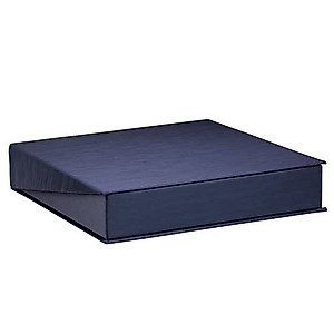 Necklace/Earrings/Ring Box, (Multipule Slits For All At Once) - Navy Blue Colored - Silk Brushed Cardboard Paper Jewelry Gift Box With Elite Modern Angled Closure, Velvet Topped Foam Interior