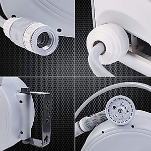 Retractable Garden Water Hose Reel Storage Gun Rewind Wall Mount 32Feet/65Feet/100Feet (65 Feet)