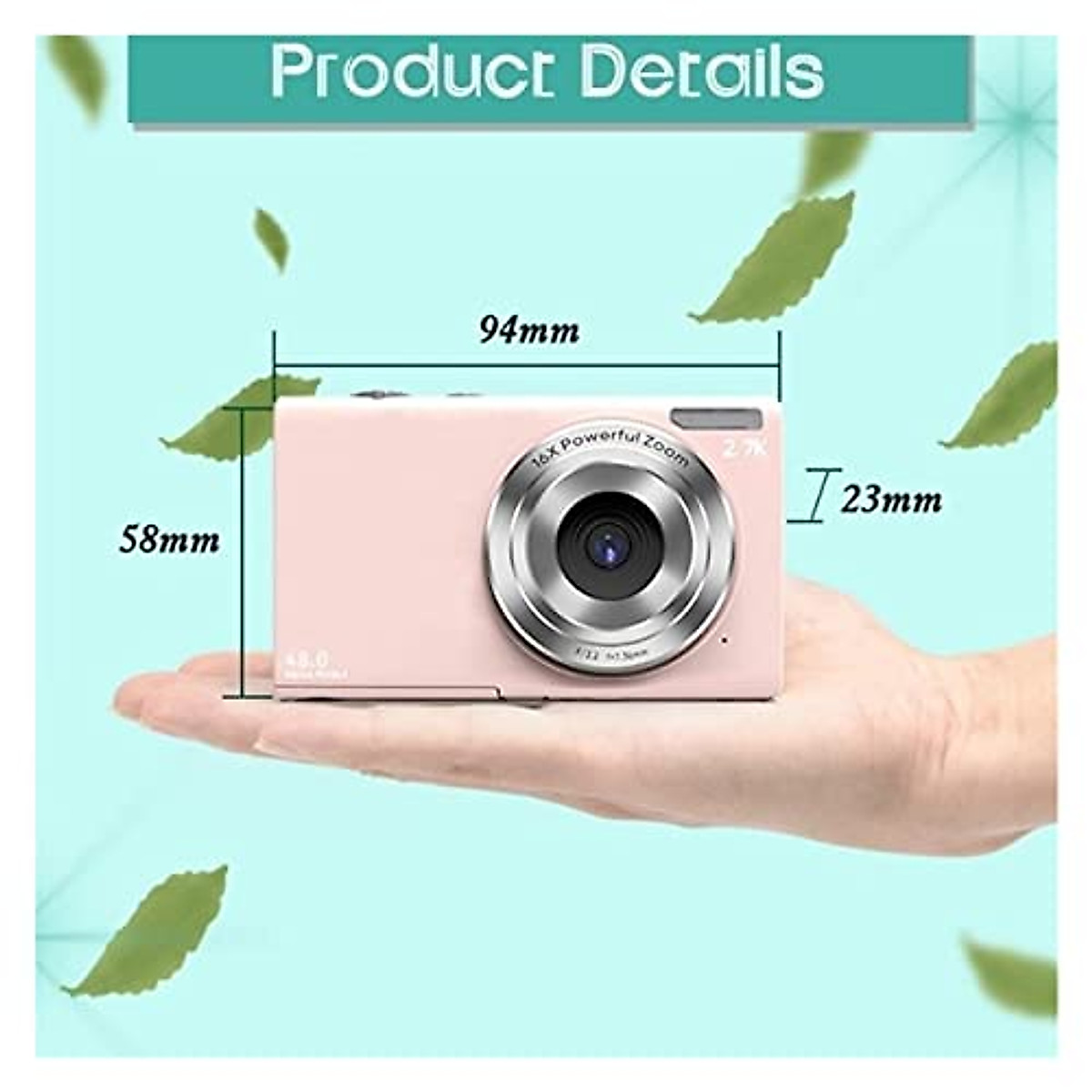 DYOSEN Digital Camera 2.88 Inch Vlogging 48Mega 48Mp Hd Digital Camera with 16X Digital Zoom Student Children's Photo Camera Digital Camera Photography (Color : A)
