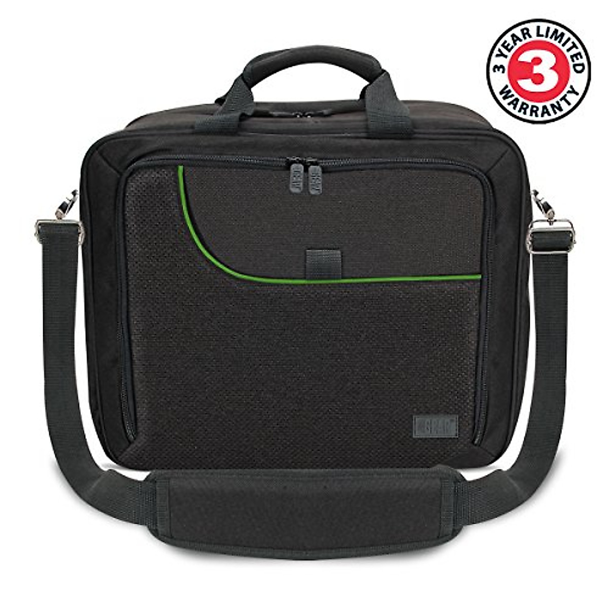 USA GEAR Console Carrying Case - Xbox Travel Bag Compatible with Xbox One and Xbox 360 with Water Resistant Exterior and Accessory Storage for Xbox Controllers, Cables, Gaming Headsets - Green
