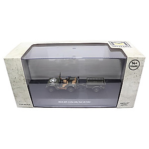 1:43 Scale Willys Jeep 1/4-Ton Utility Truck with Trailer - Militaria Diecast by Motorcity Classics