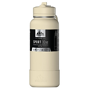 Hydrapeak 32oz Insulated Water Bottle with Straw Lid, Matching Color Cap and Rubber Boot, Stainless Steel Double Wall Vacuum Insulated Water Bottles that Keeps Drinks Cold for 24 hours (Modern Cream)