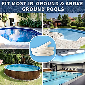 Swimming Pool Liner Locking Strips - 120ft White Pool Bead Wedge Lock Roll, Pliable Plastic Flexible Pool Liner Repair Kit Fit for most Above-Ground & In-Ground Swimming Pool Vinyl Beaded Liners