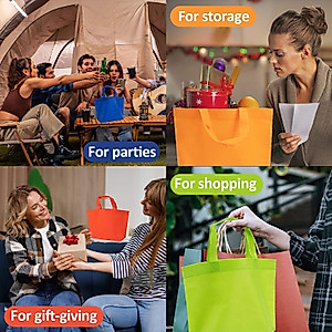 MAQIHAN Non-Woven Party Favor Bags - Colorful Reusable Bags Non Woven 10 Pack Solid Color Reusable Tote Bags Bulk With Handles Nonwoven Reusable Grocery Bags For Christmas Gifts Celebrations