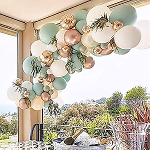 Sage Green Balloon Garland Arch Kit – 119 Pack With White Ivory Gold Metallic Confetti Latex Balloons ,18 inch Big Sage Green Balloon for Wedding Baby Shower Birthday Evening Decorations