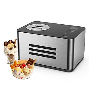 UKKISO Ice Cream Maker for Home: 1.6 Quart Automatic Ice Cream Maker Machine with 4 Mode, Stainless Steel Homemade Soft Serve Ice Cream Machine with Compressor for Kids, Home, Holiday