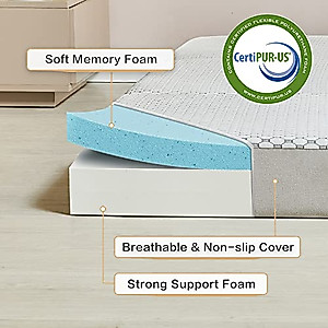 Bejibear Folding Mattress, Upgraded Memory Foam Tri-fold Mattress with Ultra Soft Cover, Oeko-tex CertiPUR-US Certified Non-Slip Breathable Washable Cover, Foldable Mattress for Floor