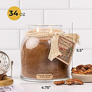 A Cheerful Giver - Praline Caramel Sticky Buns - 34oz Papa Scented Candle Jar - Keepers of the Light - 155 Hours of Burn Time, Candles Gifts for Women