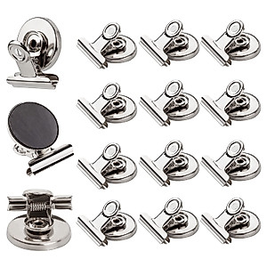 Strong Magnetic Clips - Heavy Duty Refrigerator Magnet Clips - 31mm Wide 12Pack Scratch Safe - Clip Magnets Best for House Office School Use, Hanging Home Decoration, Photo Displays