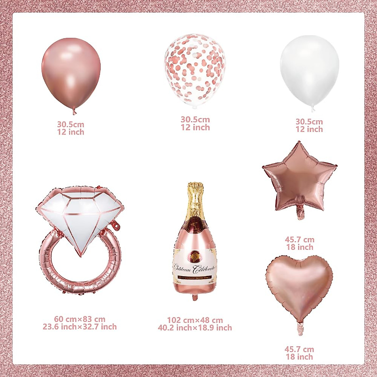 Bachelorette Party Decorations - Rose Gold Bride to be Decorations Wedding Whower Decorations Set Engagement Party with Foil Curtain ,Balloons, Photo Props, 92 Pcs Bridal Shower Decorations Supplies