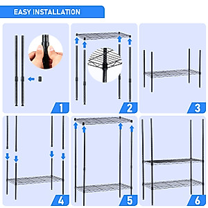HealSmart Heavy Duty 5-Tier Storage Shelving Unit, 21" W x 12" D x 54" H Wire Metal Stackable Storage, Chrome