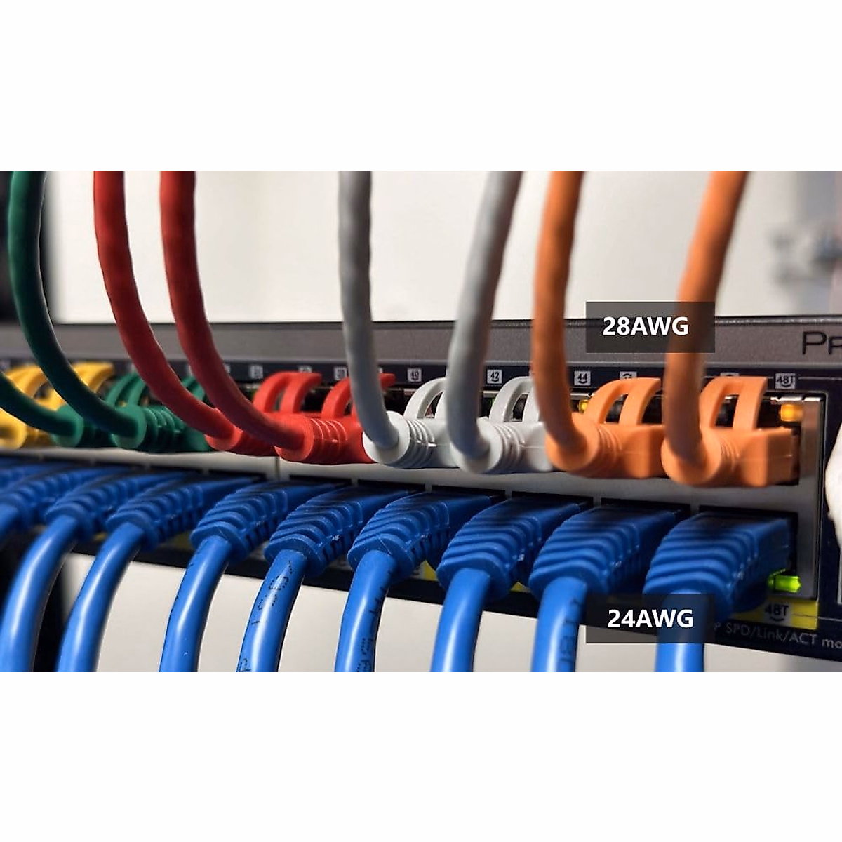 InstallerParts Ethernet Cable CAT6A Slim Cable UTP Booted 1 FT (10 Pack) - White - Professional Series - 10Gigabit/Sec Network/High Speed Internet Cable, 550MHZ, 28AWG