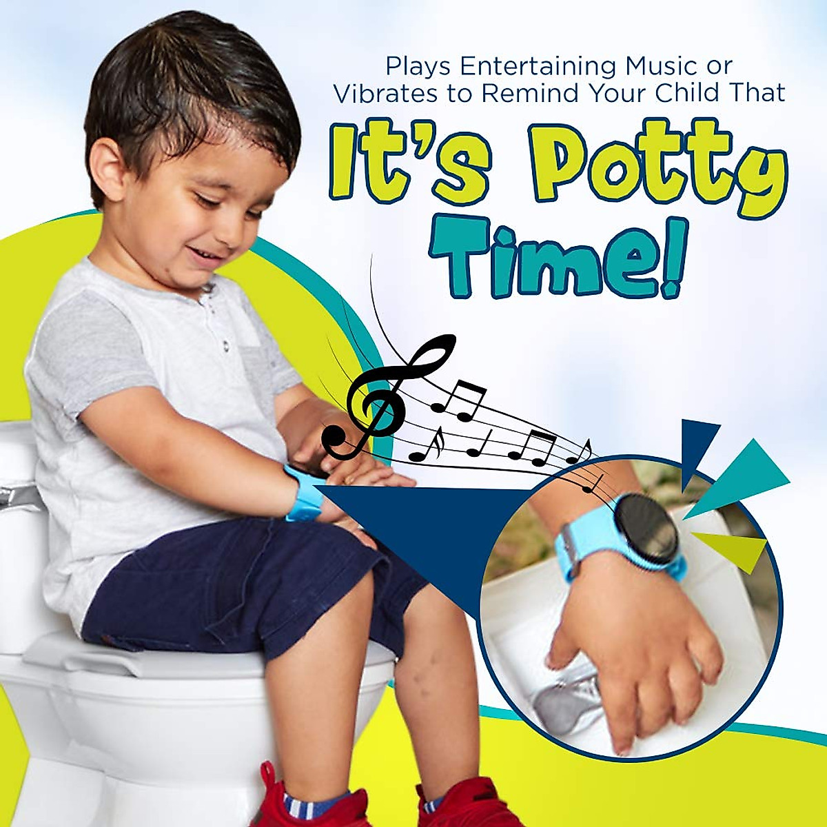 Kidnovations Premium Potty Training Watch - Toilet Training Timer - Rechargeable Water Resistant Digital Watch Reminder to Go Potty Vibrates and Plays Music Keeps Your Child Entertained at Potty Time