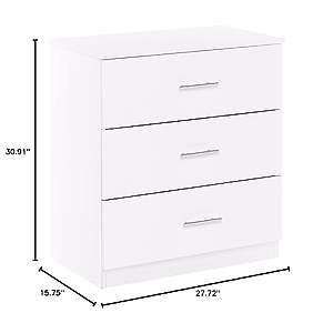 Furinno Tidur Simple Design Dresser, 3-Drawer Handle, Solid White