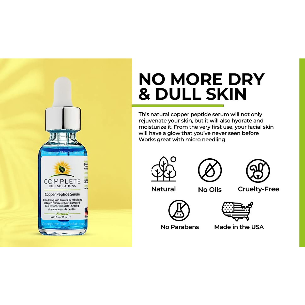 Copper Peptide Face Serum Collagen - With Anti Aging Skin Solutions Properties:1oz/30ml Anti-Wrinkle Formula For Youthful Skin