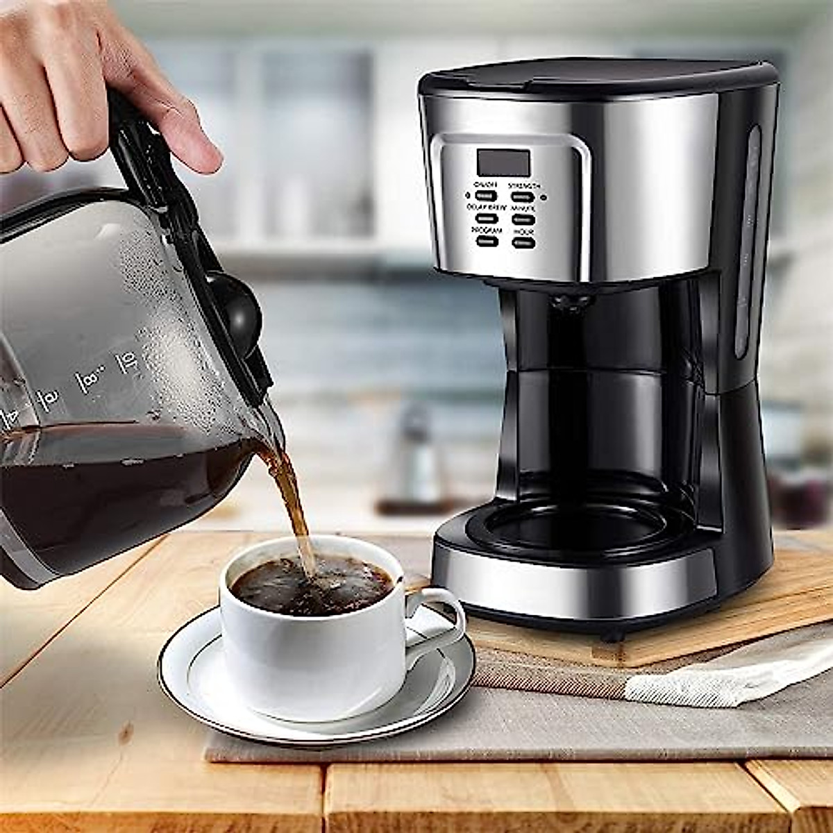 12-Cup Drip Coffee Maker: Auto-Shutoff Coffee Maker, Programmable 24 Hours Coffee Maker, Reusable Filter Coffee Maker, Automatic Timer Coffee-Maker for Home,Black