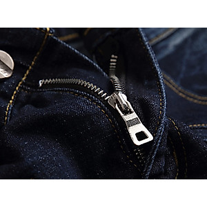 RXXKKK Men's Classic Zipper Biker Regular Fit Flex Jean (32, 1511 Dark Blue)