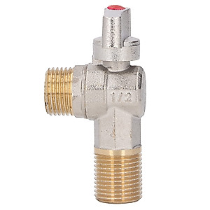 G1/2 Thread Brass Valve, Faucet Valve G1/2 Thread Angle Stop Valve for Kitchen Bathroom, Mop Handles (Red)