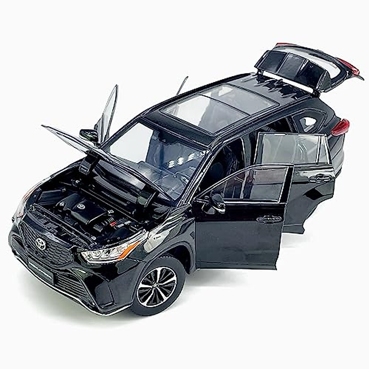 Highlander XSE AWD Hybrid 2021 Model Car 1/32 Scale Diecast Toy Cars Metal Alloy Die-cast Vehicles, Doors Open, Light Sound, Turning Wheel, Collection for Men, Kids Toys for Boys Gifts, Black
