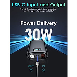 Portable-Charger-Power-Bank - 40000mAh Power Bank PD 30W and QC 4.0 Quick Charging Built-in LED Display 2 USB 1Type-C Output Compatible with Most Electronic Devices on The Market