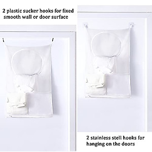 Hanging Laundry Hamper Bag with 4 Suction Cup Hooks,Mesh Laundry Bag Over the Door Organizer(MESH-1PC-R)
