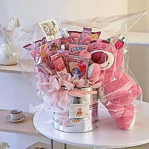 Amsthow Large Cellophane Basket Wrap Bags 22 x 32-inch Clear Basket Wrap Bags 10CT Basket Cellophane Wrap Gift Bags Plastic with Bows for Gift Baskets Weddings (22 x 32-inch