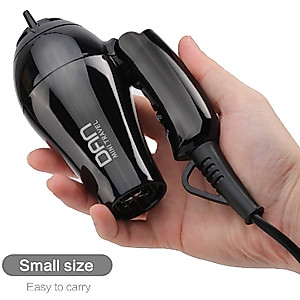 Dan Technology Compact Travel & Portable Mini Hair Dryer - Blow Dryer with Concentrator & Diffuser, European Plug