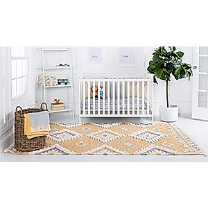 Unique Loom Mesa Collection Geometric, Natural Fibers, Southwestern, Bohemian Area Rug (2' 0 x 3' 0 Rectangular, Yellow/ Ivory)