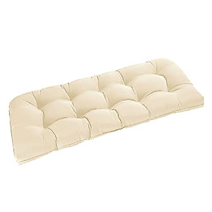 downluxe Outdoor Chair Cushions, Waterproof Tufted Overstuffed U-Shaped Memory Foam Bench Cushion for Swing Loveseat Patio Funiture, 44" x 19" x 5", Beige, 1 Pack