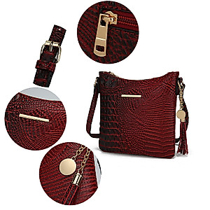 MKF Crossbody Bags for Women – PU Leather Pocketbook Handbag – Medium Side Messenger Purse, Shoulder Strap Black