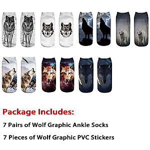 Angelteers 3D Wolf Ankle Socks Funny Animal Graphic Summer Short Socks for Boys (3D Wolf), Shoe Size: 3-7
