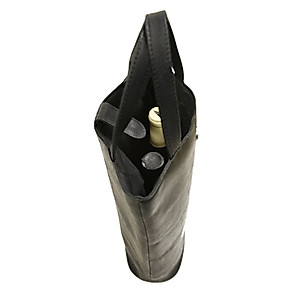 Piel Leather Doulbe Wine Tote, Black, One Size