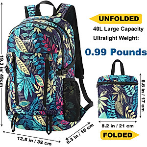 TOMULE Day Hiking Backpack for Women,Small Waterproof Backpack for Women,Lightweight Travel Backpack for Women Tropical