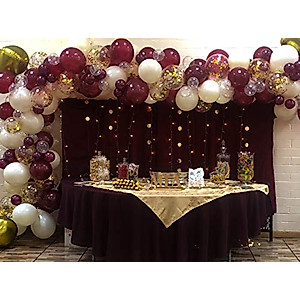 Wine Burgundy Balloon Garland Kit, 12" 5" Burgundy Balloons Gold Confetti Balloon 16 Feet Balloon Strip Tape Set for Burgundy Theme Party Wedding Decorations