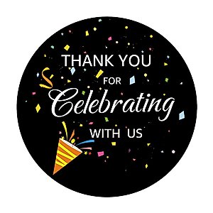 OPG Thank You for Celebrating with Us Label Stickers,Adhesive Seal Sticker Decorative Stickers for Party Supplies,100-Pack 2"(Black)
