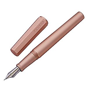 erofa Penbbs 350 Fountain Pen Fine Nib with Rollerball Pen Nib Pen Set & Box - Metallic Rose Golden Alloy Anode Octagonal