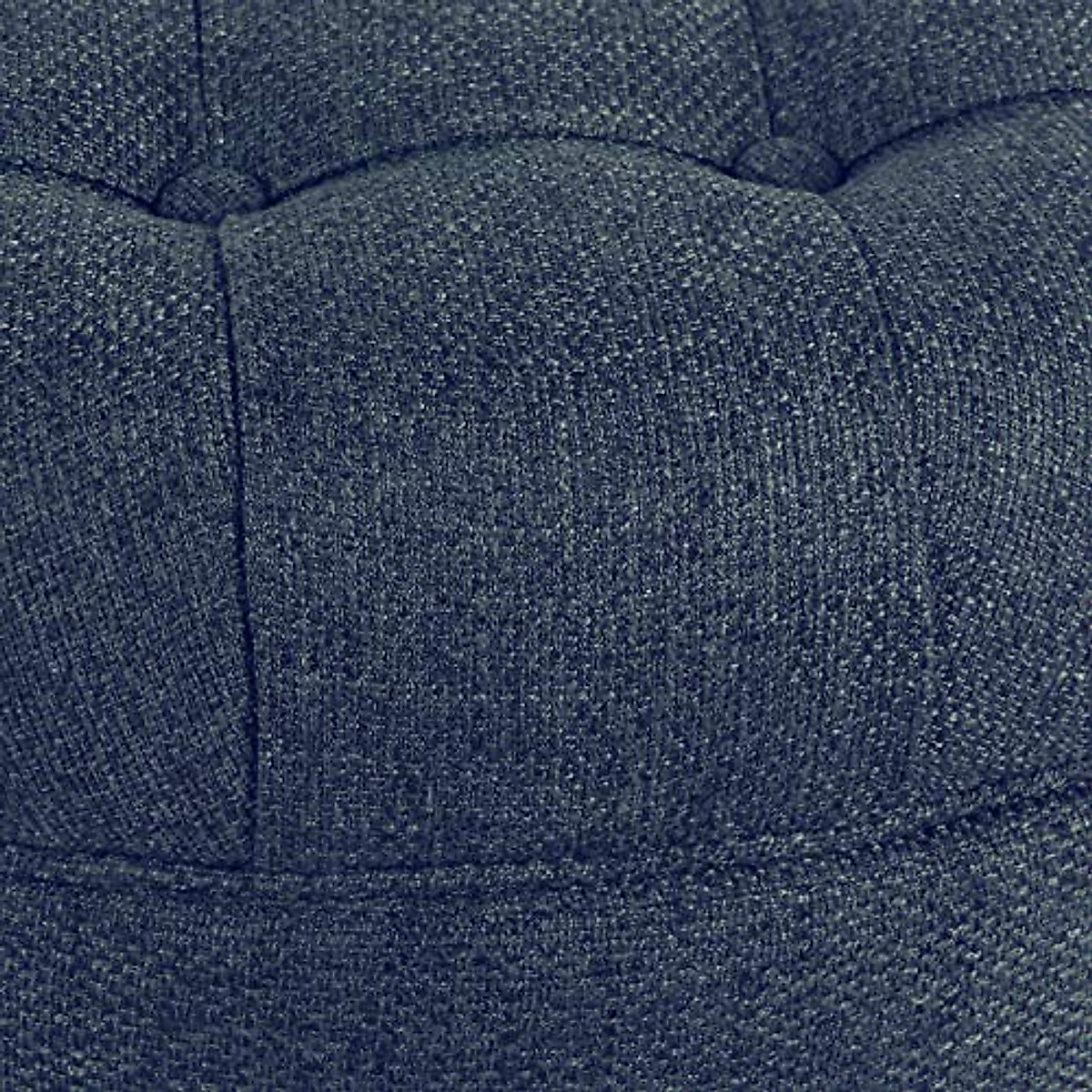 Homepop Home Decor | Large Button Tufted Woven Round Storage Ottoman | Ottoman with Storage for Living Room & Bedroom (Navy Woven) 25 inch D x 25 inch W x 15 inch H