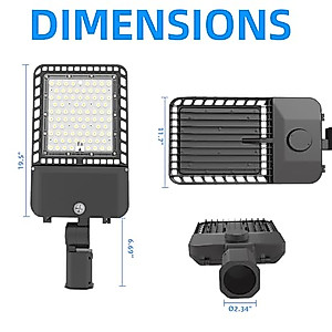 3 Pack 300W LED Parking Lot Lights Adjustable Slip Fitter, 5000K 39000LM (135LM/W) Outdoor Street Lighting with Dusk to Dawn Photocell, IP65 Waterproof Shoebox Pole Light for Stadium Sports