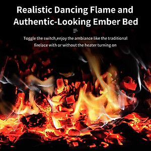 Electric Fireplace Heater, 20" Indoor Fireplace Stove with Thermostat & Realistic Flame Effect, 1500W Freestanding Portable Space Heater, Overheat Auto Shut Off Safety Function, CSA Certified