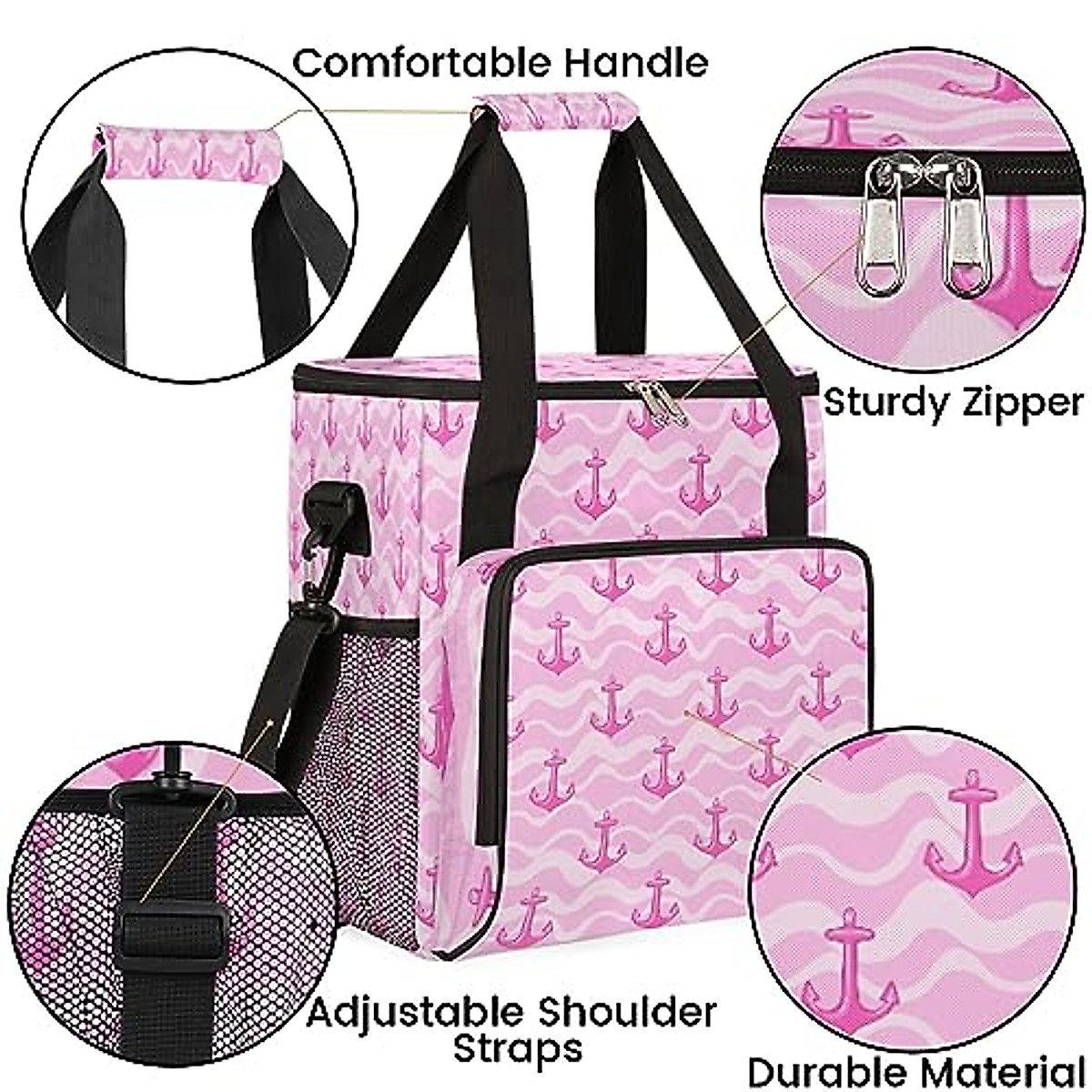 cfpolar Coffee Maker Carrying Bag Pink Anchor Travel Coffee Machine Bag Carrying Organizer Case Portable Single Serve Coffee Brewer Tote Bag Storage Bag for Camping Picnic