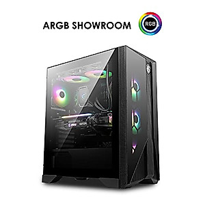 MSI MPG GUNGNIR 120R - Premium Mid-Tower Gaming PC Case - Tempered Glass Side Panel - ARGB 120mm Fans - Liquid Cooling Support up to 360mm Radiator - Vented Front Panel