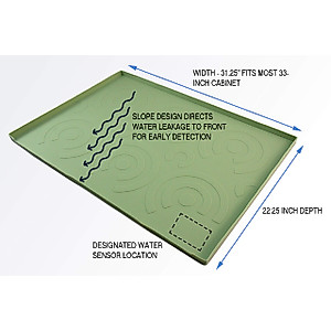 Kaze Silicone Under Sink Mat - Kitchen Cabinet Containment Mat for Bathroom Sink Drip Tray Liner Water Leak Protection (33 inch width cabinet, Jade)