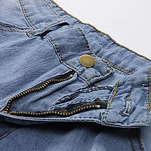 Fashion Wash Denim Shorts,THENLIAN New Women Summer Short Jeans Denim Pockets Wash Denim Shorts(L, Blue)