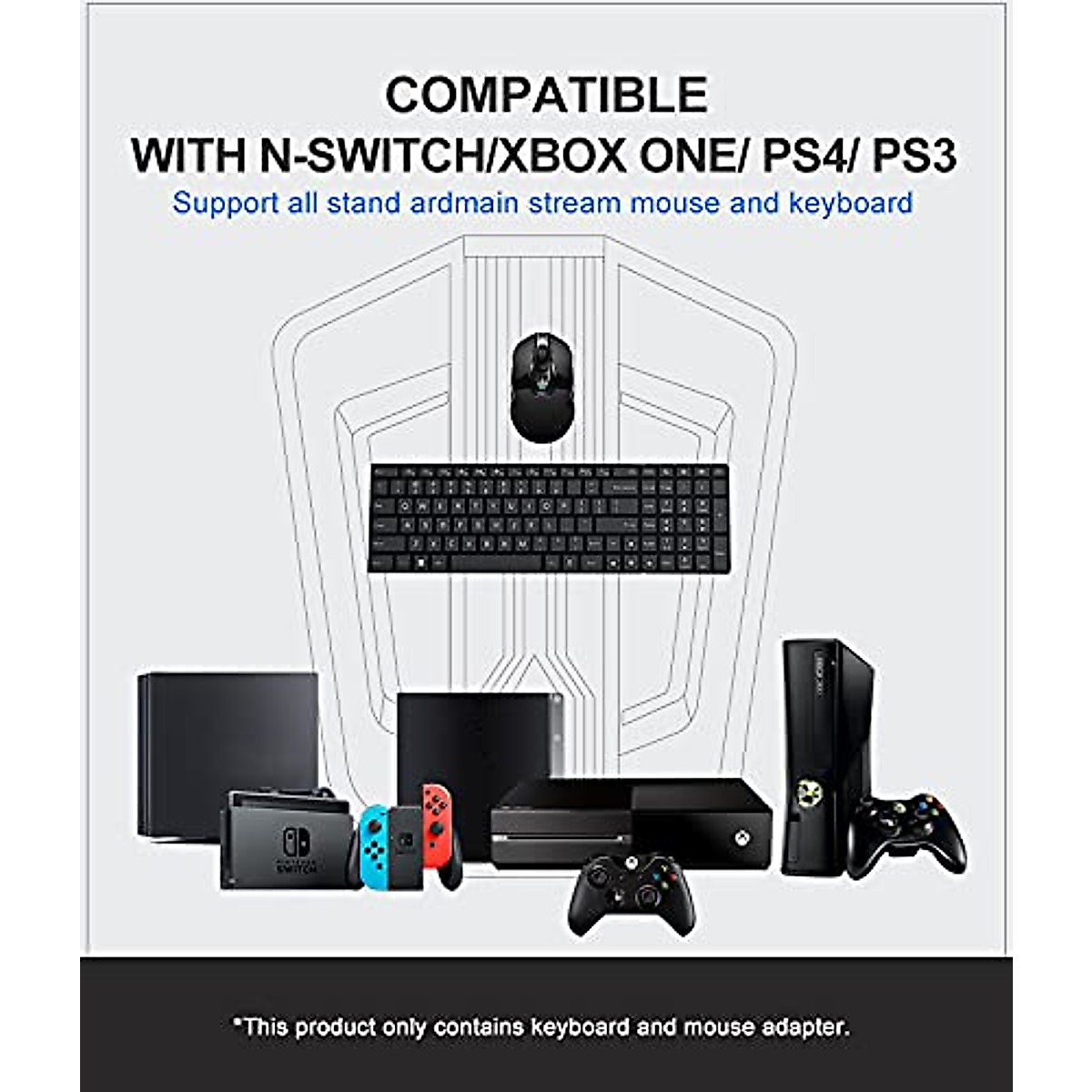 GDreamer HS-SW315 Keyboard and Mouse Adapter for Switch/Xbox One/ PS4/ PS3/Xbox 360